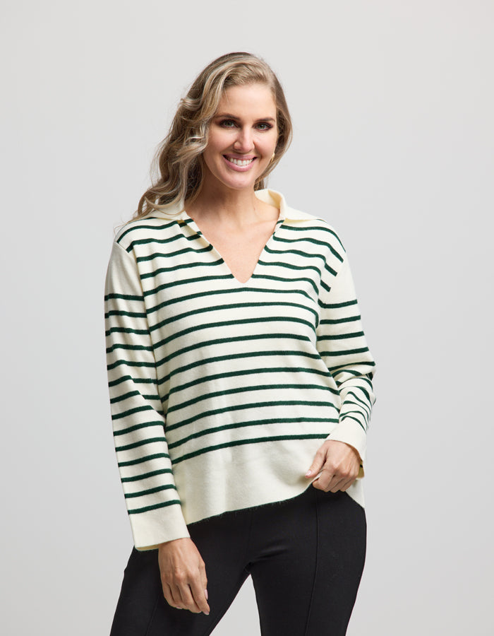 Vail Jumper - Milk/Emerald Stripe – Stella+Gemma-AU